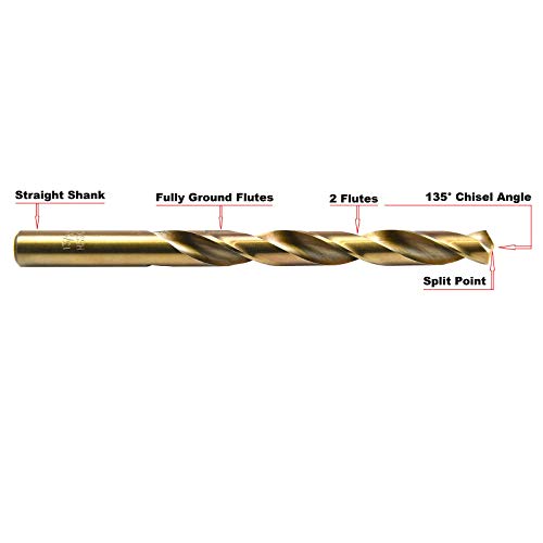 MAXTOOL No.13 2pcs Identical Jobber Length Drills 0.185" HSS M35 Cobalt Twist Drill Bits Wire Gauge Gage Numbered Straight Shank Drills; JBN35G10R13P2