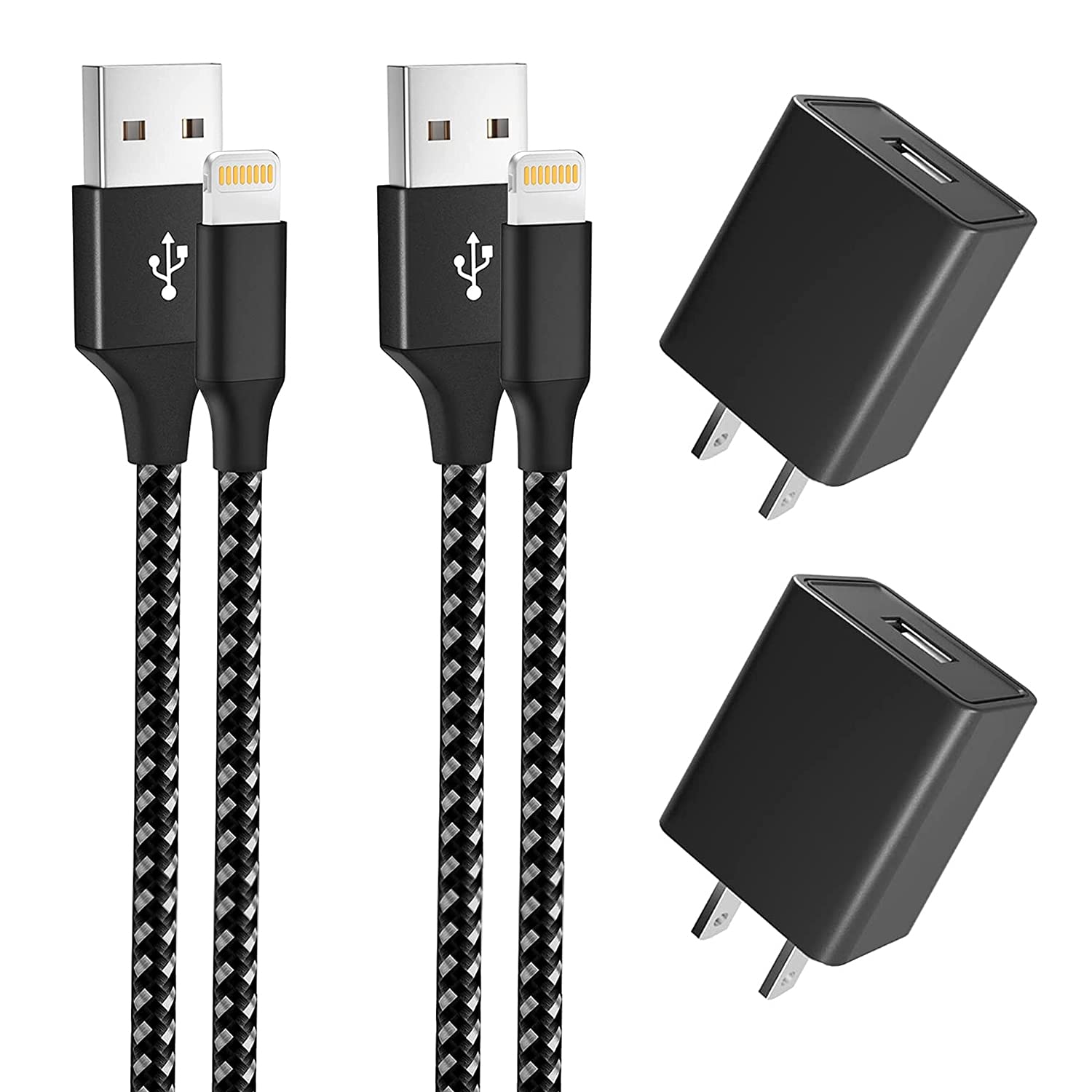 iPhone Charger Fast Charging, 2 Pack USB Wall Charger Travel Plug Adapter and 2 Pack 6ft MFi Certified Lightning Cable Data Sync Compatible with iPhone 13/12 Pro/11 Pro/Xs/XR/X/Plus and More