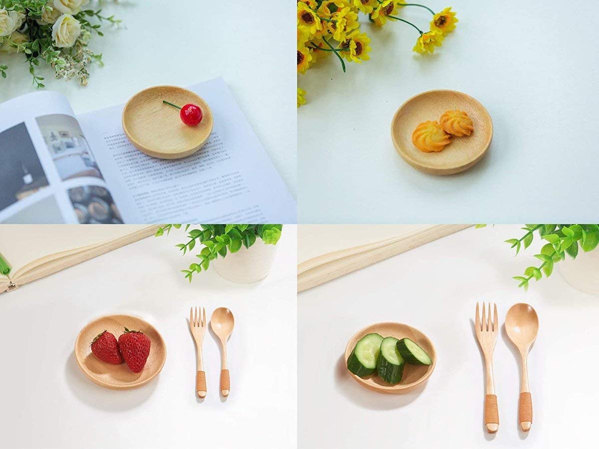 Islandoffer Wood Plate, Wooden Round Tray, Wooden Sushi Soy Dish tray