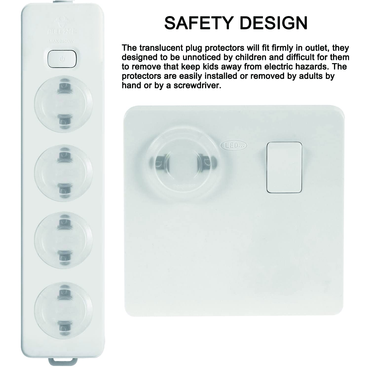 LYMGS 2-Pin Outlet Plug Covers Set, Round Electrical Insulation Clear Plastic Plug Protector for Home Baby Child Proof Safety Caps, Translucent 8 Pack