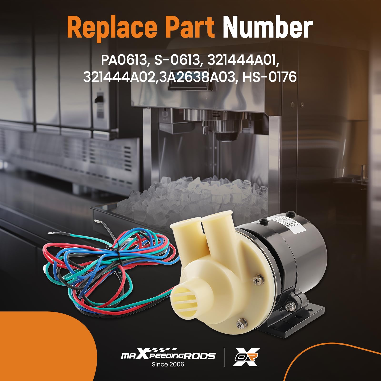 maXpeedingrods Pump Motor Assembly for Hoshizaki PA0613 Ice Maker Machine Water Pump with Capacitor, 12V 60Hz 10W for Hoshizaki KM-515MAH KM-320MAH KM-500MAE
