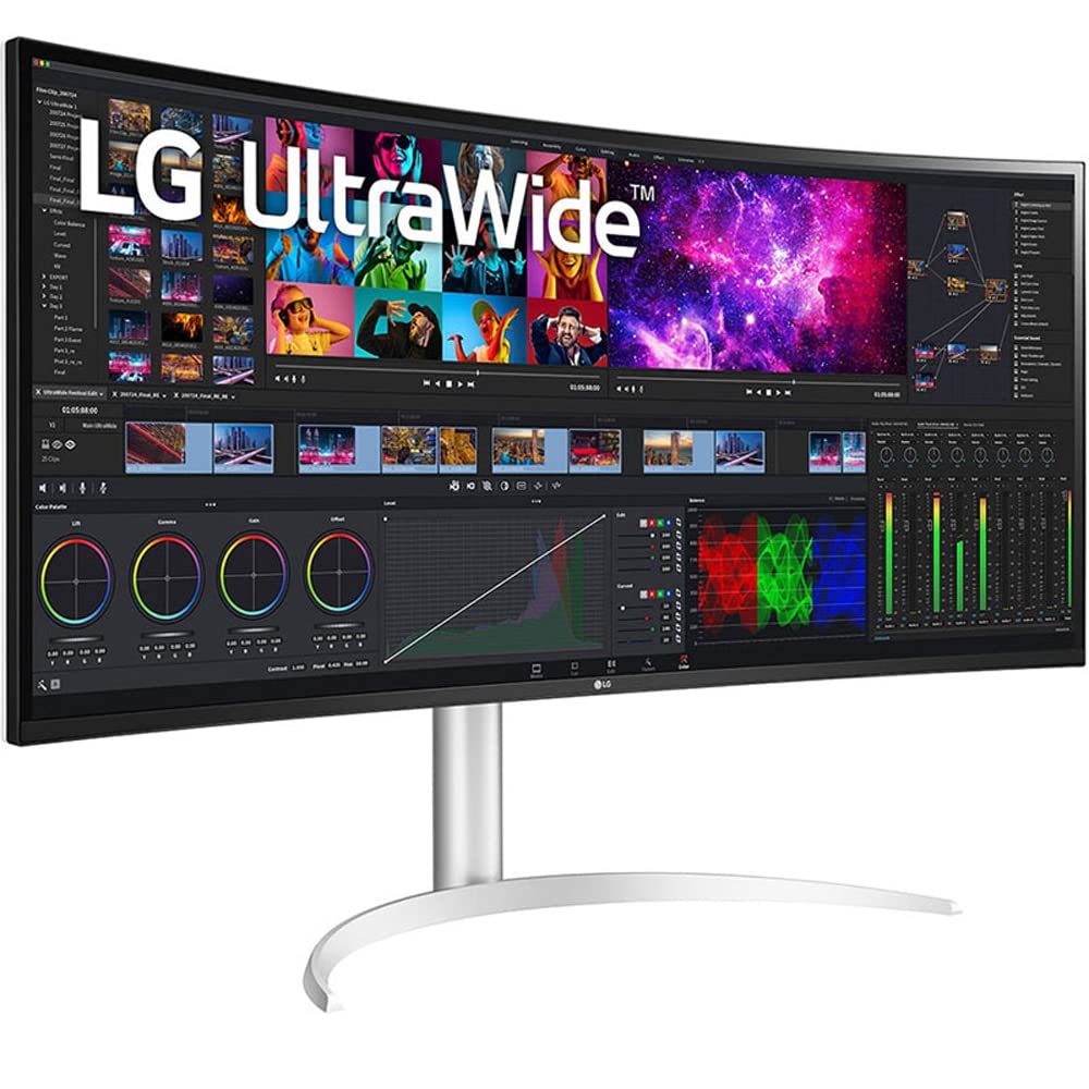 LG 40WP95C-W 40" Curved UltraWide 5K2K Nano IPS Monitor with Thunderbolt 4 Bundle with Deco Gear 6FT 4K HDMI 2.0 Cable, Deco Gear Gaming Mouse Pad and Microfiber Cleaning Cloth