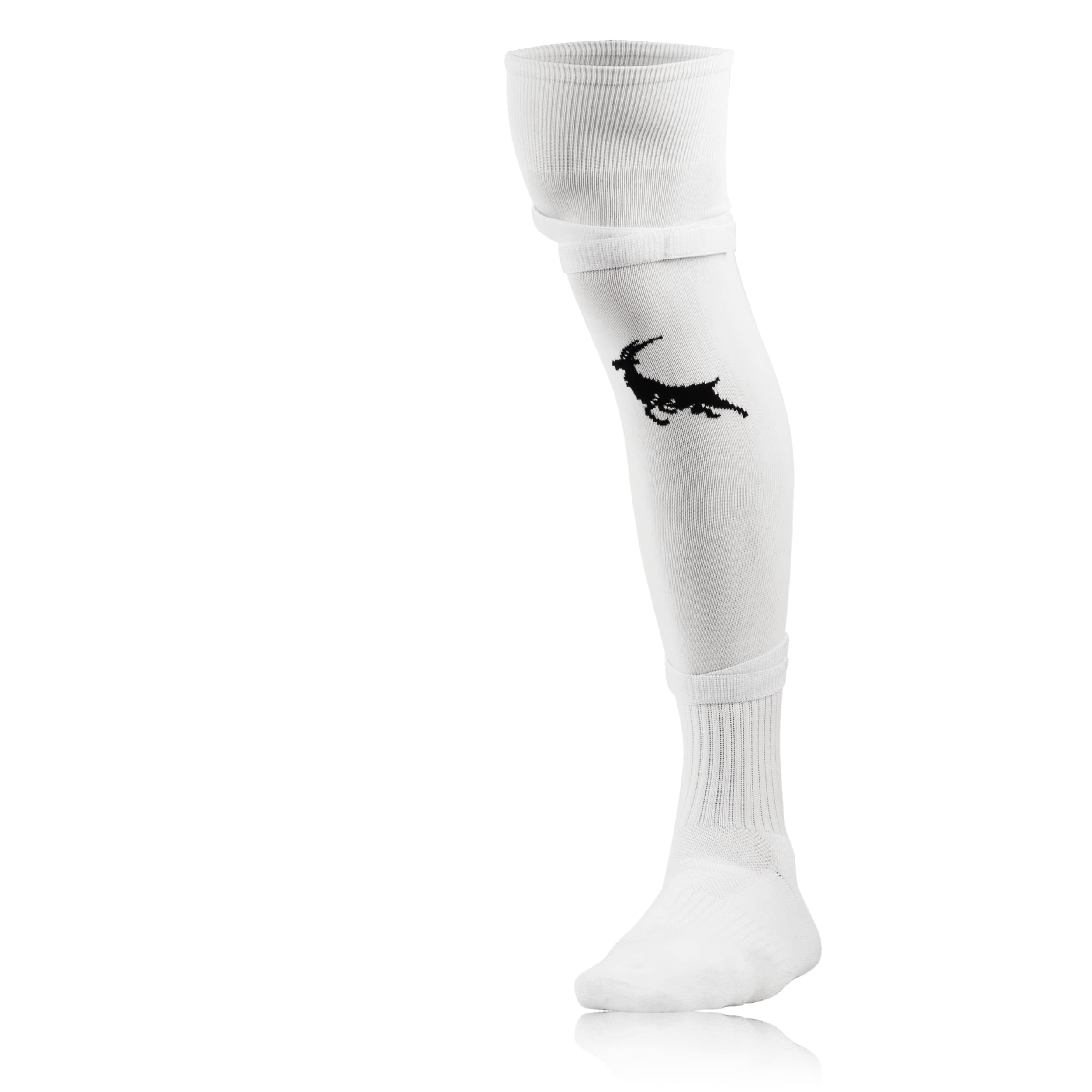 Jean Lemond Strike Soccer Socks with In-Built Straps to Keep Shinguard in Place. Adult Youth Kids. (Small, Absolute White)
