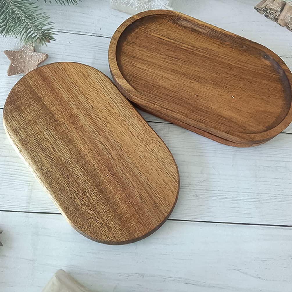 Ipetboom Sandwich Bread Pan 2pcs Wooden Decorative Tray Retro Style Food Dinner Dish Tray Wood Breakfast Oval Tray Fruit Vegetable Plate Jewelry Storage Dish for Home Kitchen Bedroom Sushi Platter