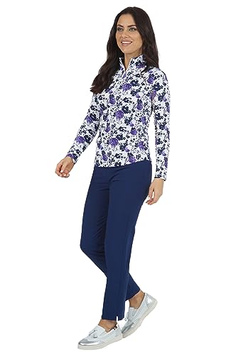 IBKUL Women's Xenia Long Sleeve Zip Mock Golf Top Red XL