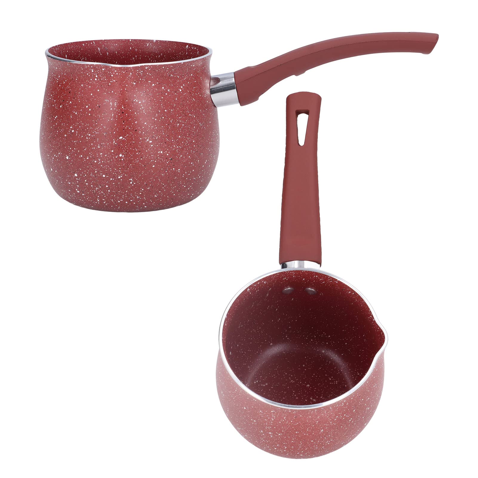 Lightweight Nonstick Milk Pan, Mini Milk Coffee Pot Nonstick Sauce Pan for Coffee Butter Chocolate 10cm Tea SetsTeapots and Coffee Servers(Red)