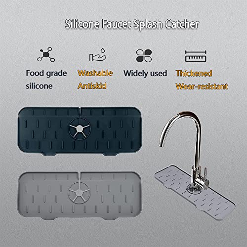Kitchen Faucet Sink Splash Guard, Silicone Faucet Water Catcher Drying Mat, Sink Draining Pad for Bathroom, Farmhouse,RV and Washroom (Black)
