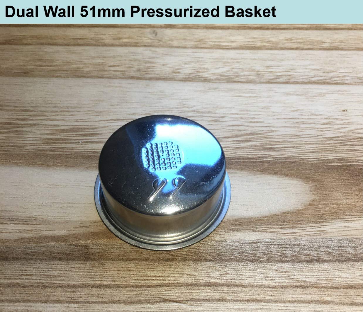 Joytata 51mm Pressurized Filter Basket Stainless Steel Dual Wall Portafilter Basket Double Wall Espresso Basket Double Filter Basket Replacement Fits Delonghi Breville Mr Coffee Espresso Machine-2 Cup