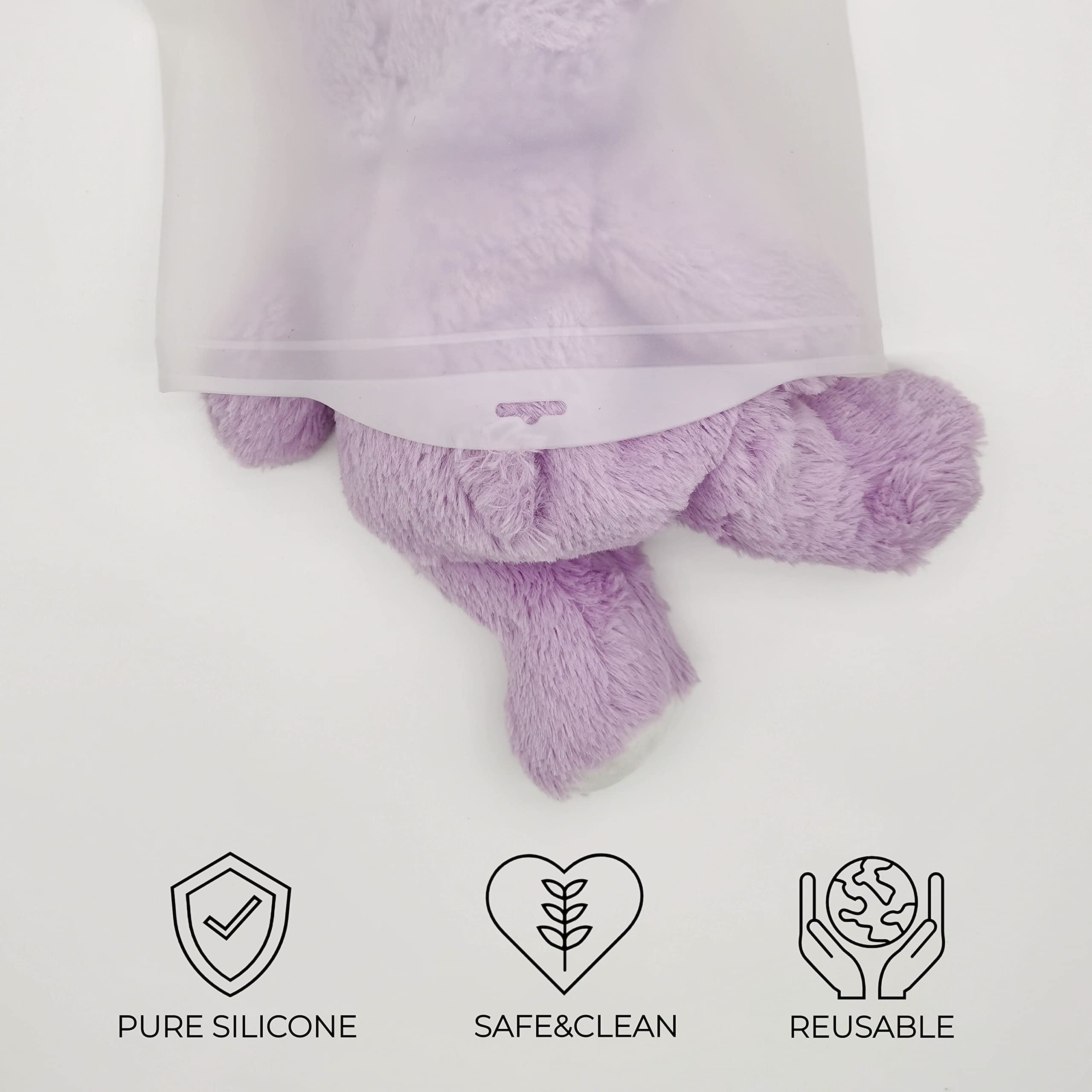 LikePile Stain and Odor Resistant Silicone Microwave Bag for Weighted Stuffed Animals*, Reusable Plush Toy Waterproof Protector | Heating Pad Dishwasher Safe Refrigerator Safe
