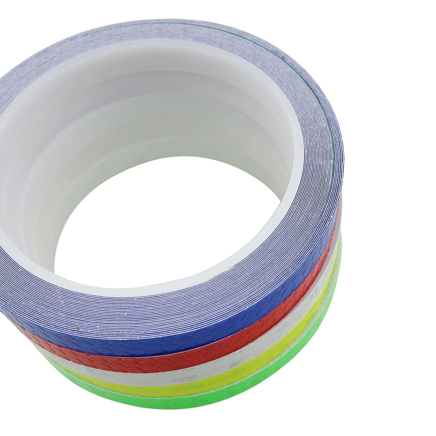 HSCGIN 5 Rolls Reflective Stickers Bike Warning Reflective Stickers Waterproof Adhesive Decals White/Yellow/Red/Blue/Green for Motorcycle, Bicycle, Strollers