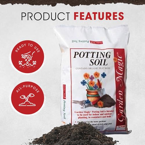 Michigan Peat 20 Pound Bag of Garden Magic General Purpose Moisture Retaining Potting Soil Mix for Indoor and Outdoor Planting