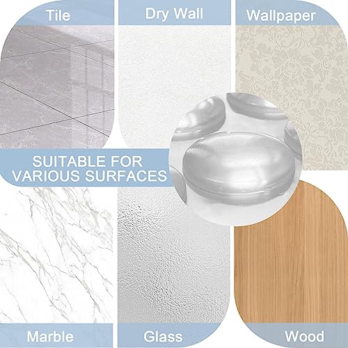 INTEGEAR Door Stoppers Wall Protector, 8PCS Transparent Round Wall Door Handle Stoppers - 1.57" Self-Adhesive Rubber Bumpers, Wall Shield Cushions for Protecting Walls and Furniture
