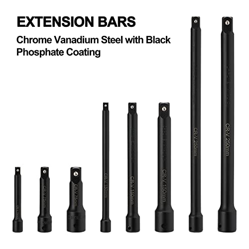 Mayouko 18-Piece Drive Tool Accessory Set, Socket Accessory Set, Includes Socket Adapters, Extensions, Universal Joints and Impact Coupler