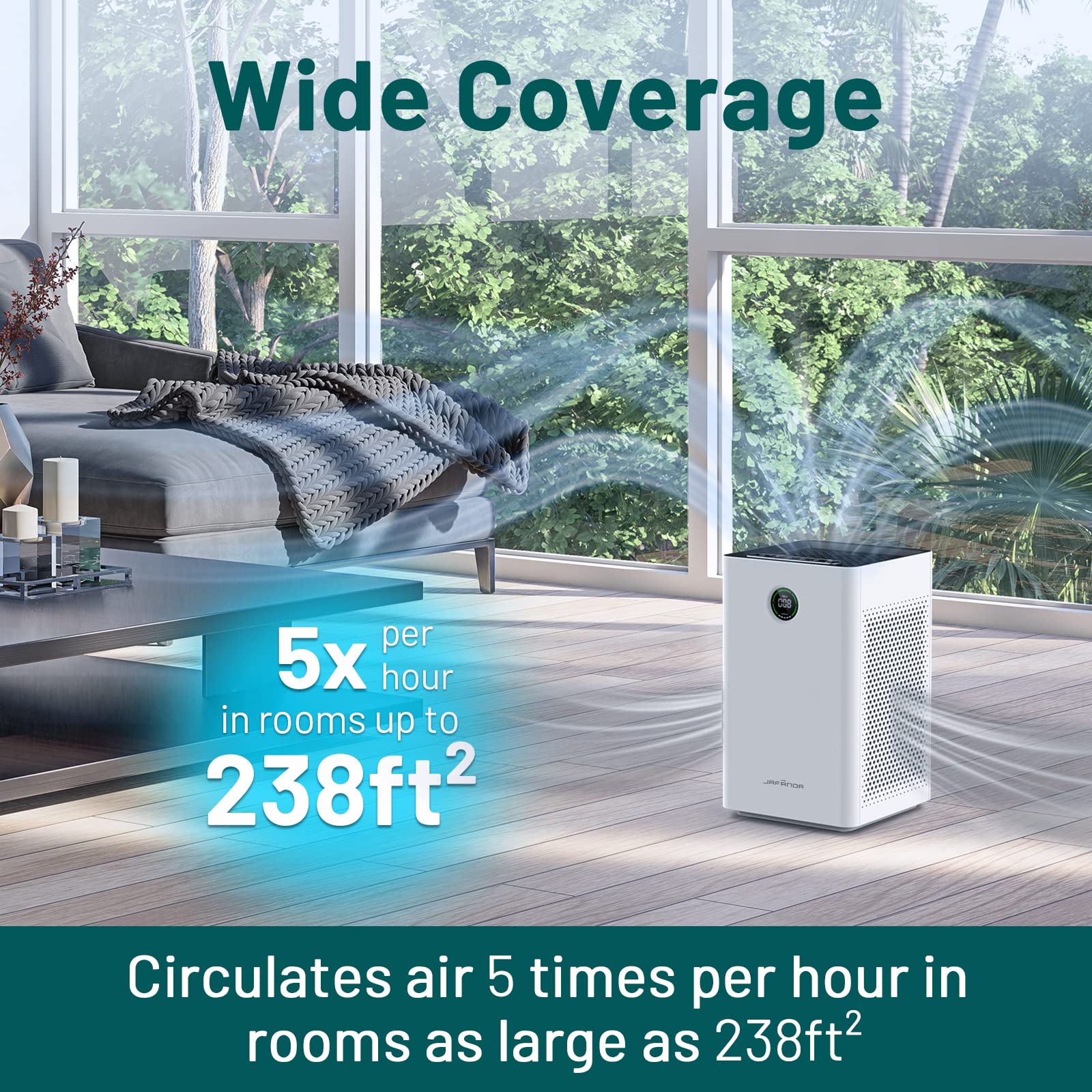Jafända Air Purifiers and 2Pack Replacement Filter H13HEPA 23dB 1190Sq ft