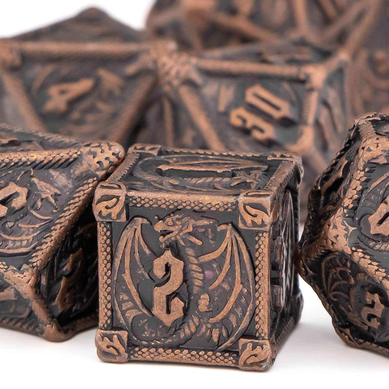 KERWELLSI Role Playing dice, Ancient Metal D&D Dice Set, Dragon DND Dice Sets, D and D Role Playing Dice, RPG D20 D12 D10 D8 D6 D4