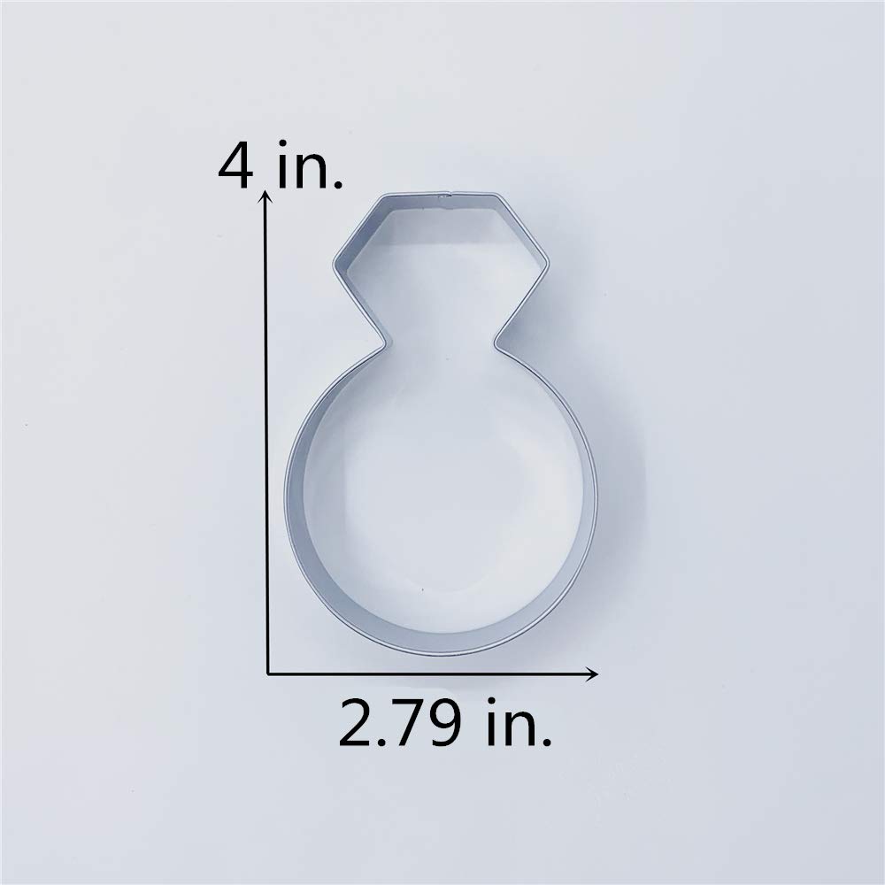 LILIAO Diamond Ring Cookie Cutter for Wedding/Engagement - 2.8 x 4 inches - Stainless Steel