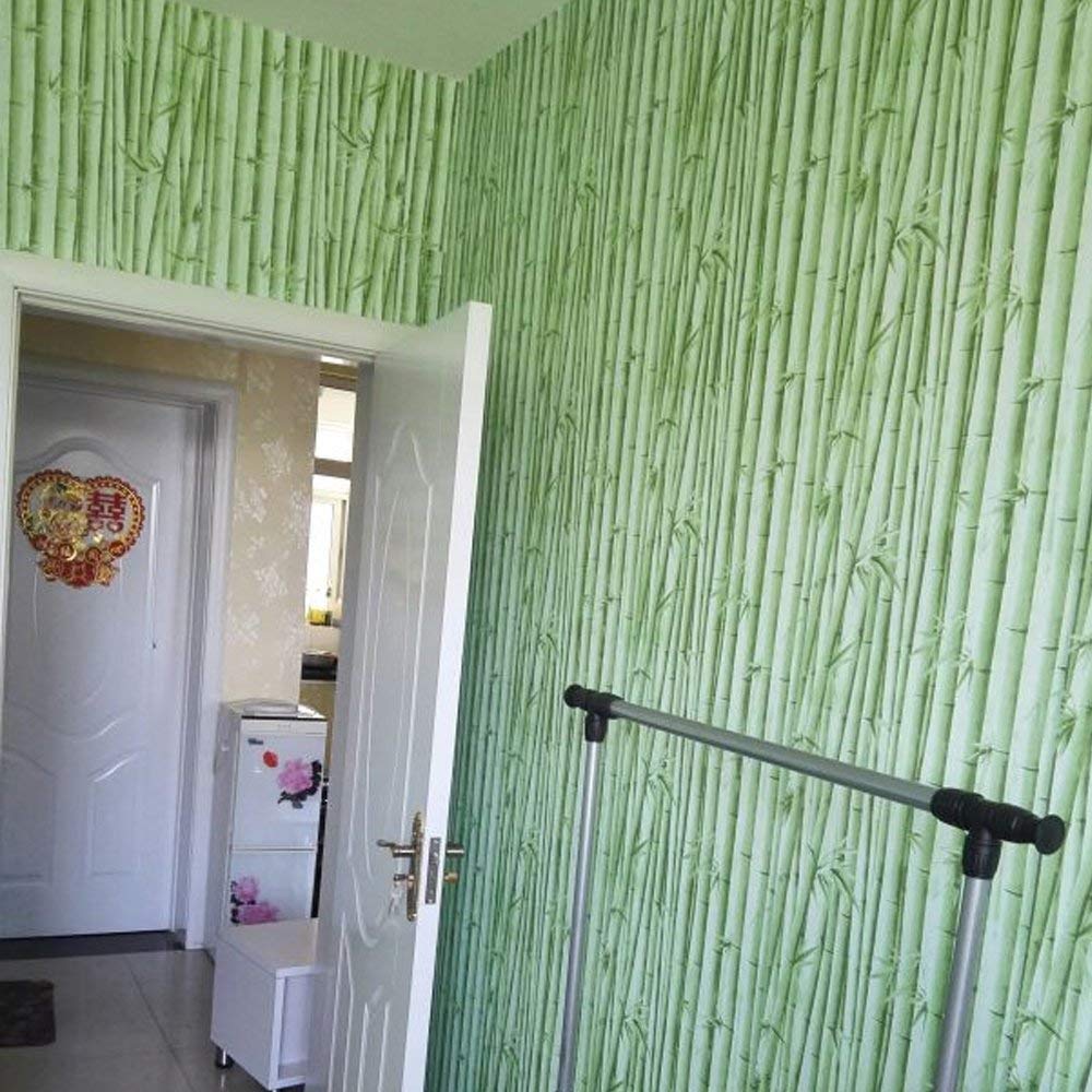 HOYOYO 17.8 x 118 Inches Self-Adhesive Liner Paper, Removable Shelf Liner Wall Stickers Dresser Drawer Peel Stick Kitchen Home Decor, Green Bamboo