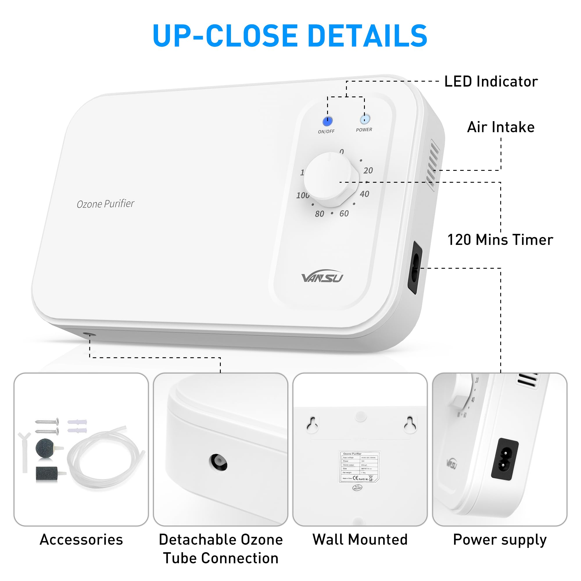Portable Ozone Machine 800 mg/h Multipurpose with Timer for Liquid and Air Home,Room,Office,Hunting