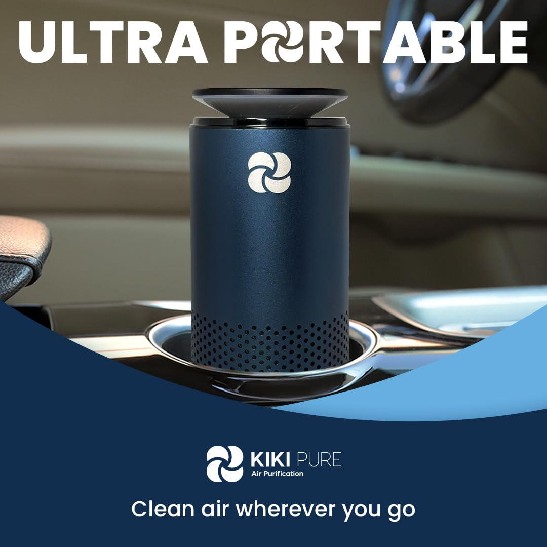 KIKI PURE A2 UV & HEPA Portable Air Purifier -5.6 in tall, 11 oz. Ideal for Travel, In-Car, Mini Air Purifier, GRAPHITE.