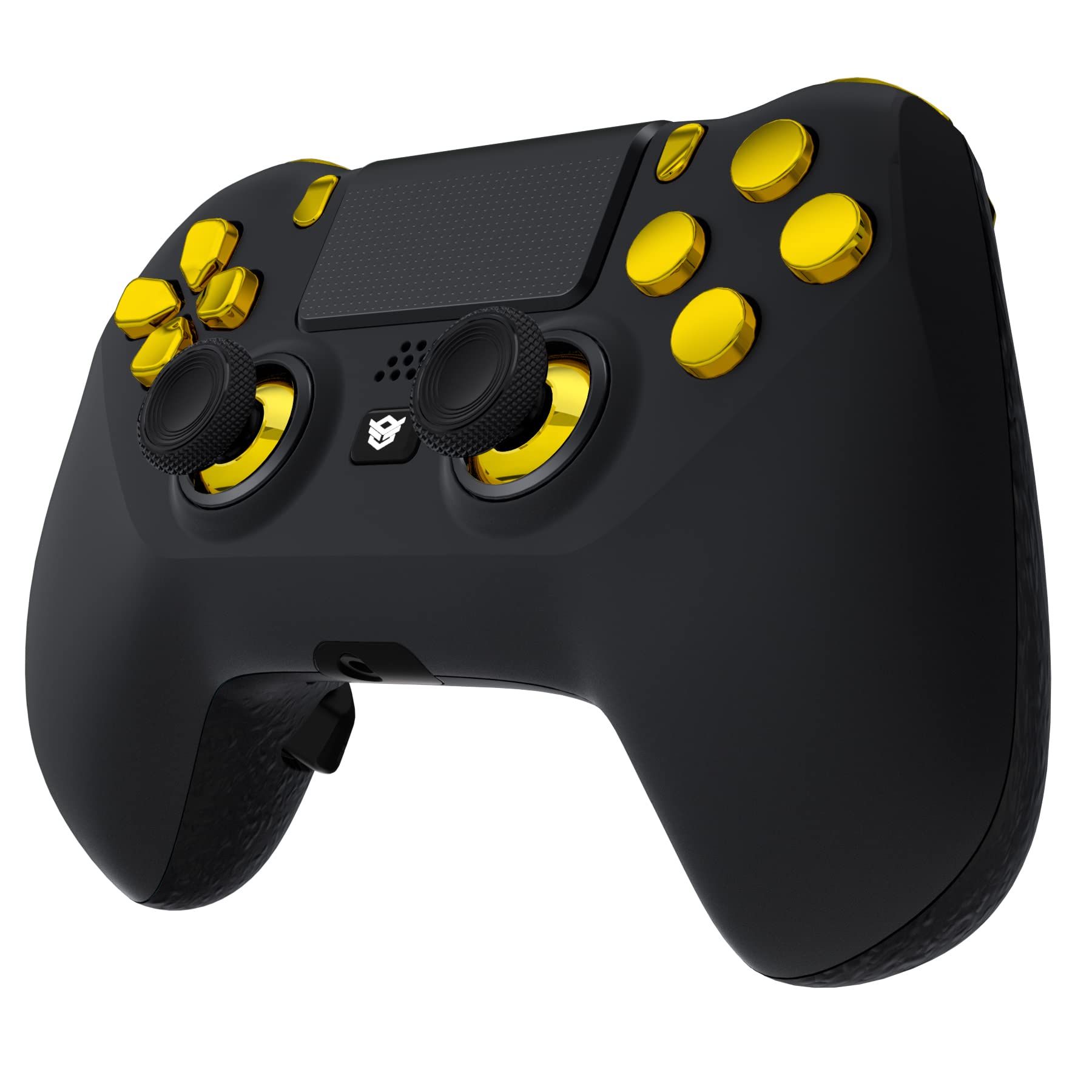 HEXGAMING Black Gold Custom Esports Hyper Controller 4 Paddle Buttons & Interchangeable Thumbsticks & Triggers Stop Compatible with PS4 Custom Controller PC Wireles FPS Gaming Gamepad