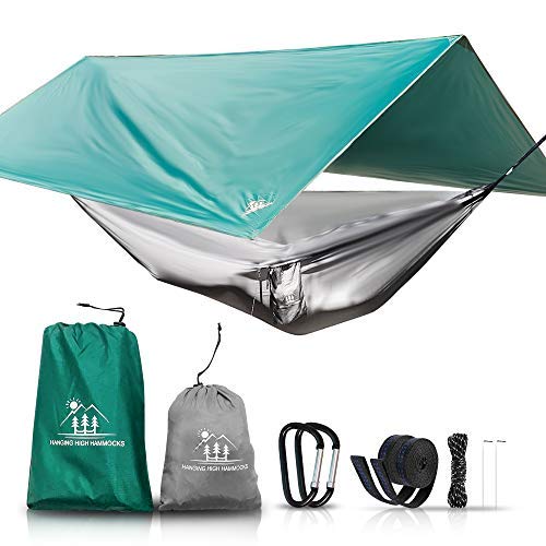 Hanging High Hammocks | The Adventurer Bundle to Get Hanging | Hammock, Straps, Carabiner, Mosquito Netting, Rain Tarp, Guy Lines and Stakes