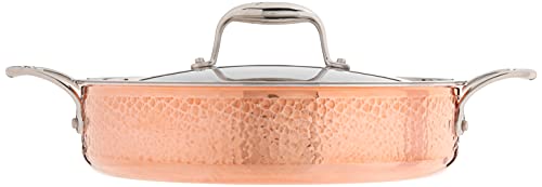 Lagostina Q5544764 Martellata Tri-ply Hammered Stainless Steel Copper Dishwasher Safe Oven Safe Stockpot / Casserolle Cookware, 5-Quart, Copper
