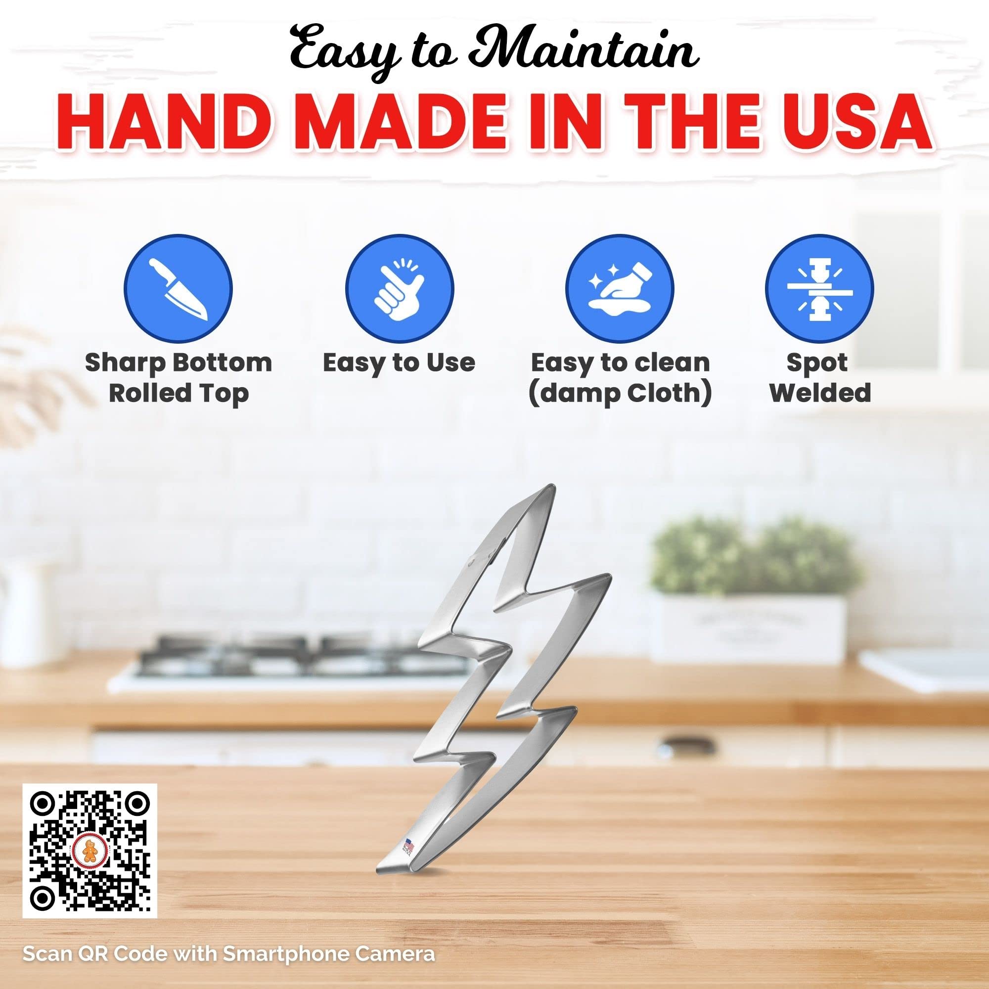 Lightning Bolt Cookie Cutter 5.5 Inch - Made in the USA β Foose Store Cookie Cutters Tin Plated Steel Lightning Bolt Cookie Mold