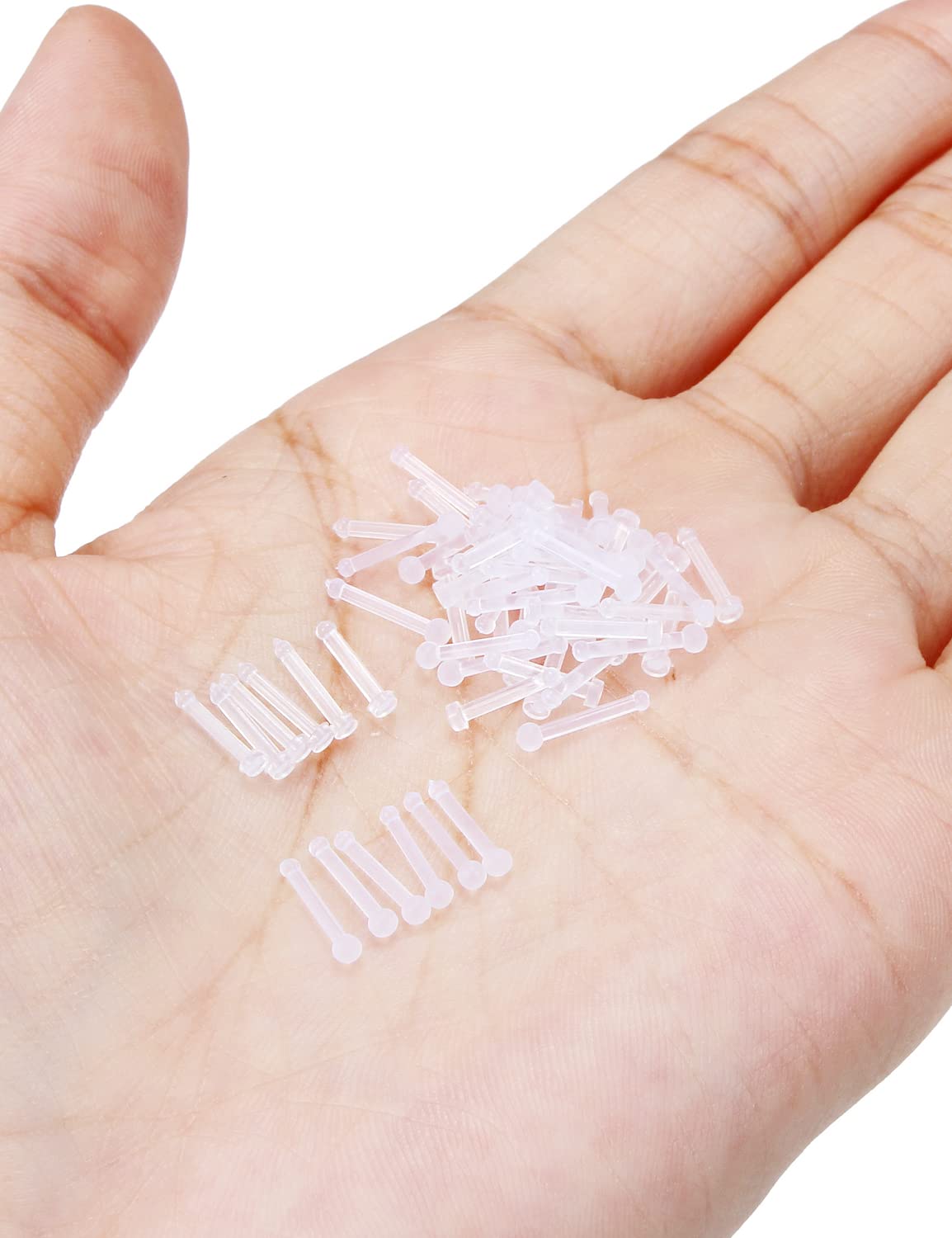 Jenxnjsjo Clear Nose Studs Rings Plastic Silicone Rubber Piercing Retainer 20g Invisible Cover for Women Men Work Surgery