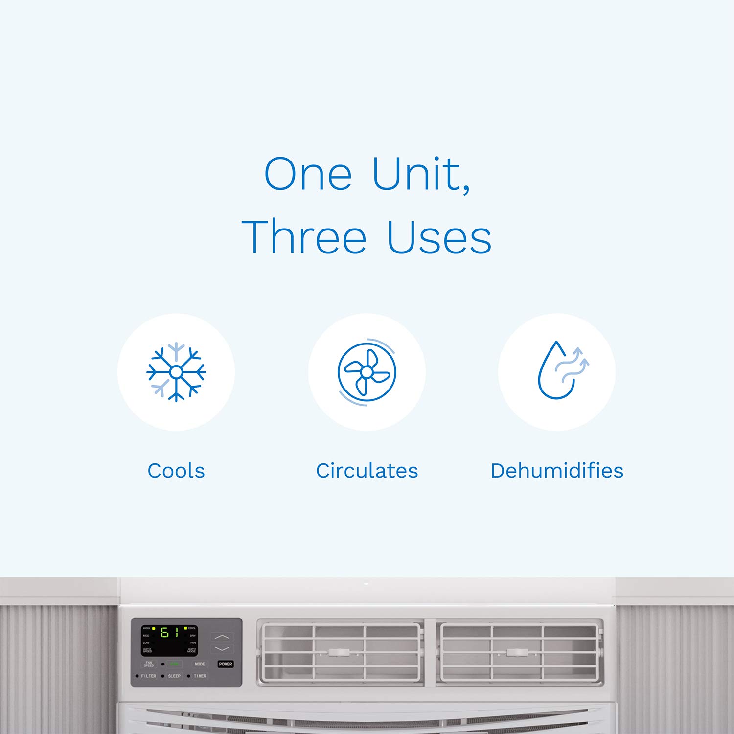 hOmeLabs Window Air Conditioner 8000 BTU - Energy Efficient, Digital Thermostat, Remote Control - Ideal for Rooms up to 350 Square Feet