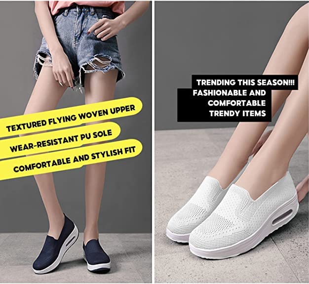 Huien Women's Orthopedic Sneakers, Mesh Up Stretch Platform Sneakers Comfortable Casual Fashion Sneaker Breathable Walking Shoes (Pink,9)