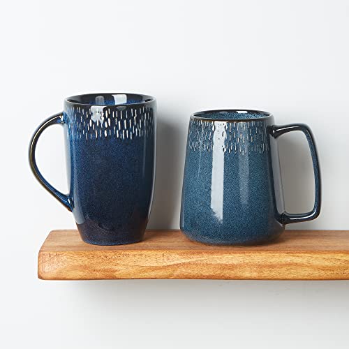 HYTYSKAR 24 OZ Extra Large Ceramic Coffee Mug, Jumbo Coffee Mugs, Big Tea Cups with a Large Handle for Office and Home, Microwave and Dishwasher Safe (24 OZ Star Blue)