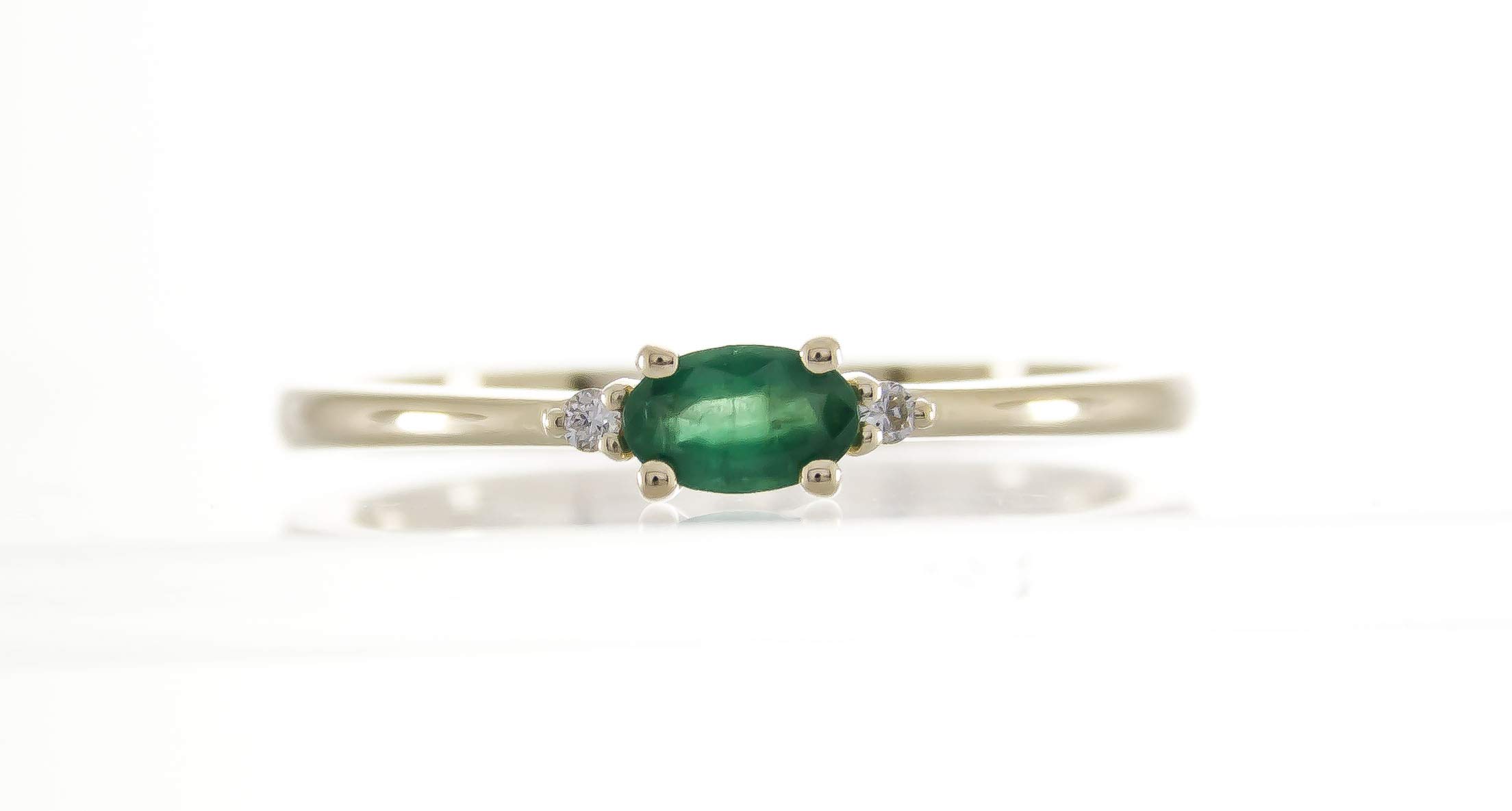 Gin & Grace 10K Yellow Gold Natural Diamond (I1,I2) & Natural Emerald Engagement Propose Promise Ring for Women