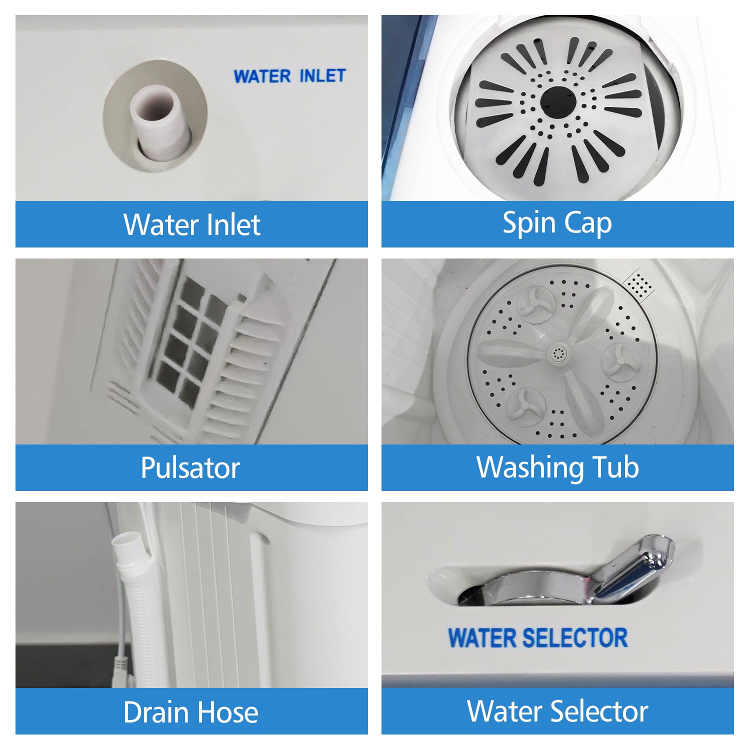 Portable Washing Machine - 28Lbs Compact Twin Tub Washer and Spin Dryer - Semi-automatic Laundry Washer(18Lbs) & Spinner(10Lbs) Combo Timer Control with Drain Pump for Apartments,RVs,Dorms