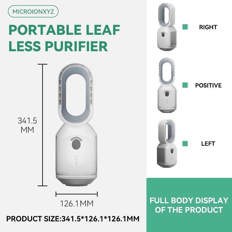 Microionxyz F8-AR Anion fans,air purifier machine ,No Consumables,Remove smoke,pollen,odor,suitable for Living room, office,automotive,travel,petting room, (F8-purifier)
