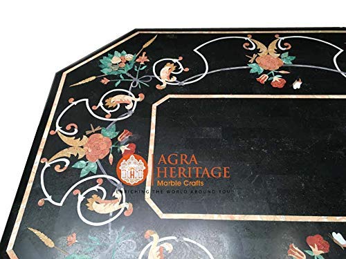 Marble Conference Dining Table Top Marquetry Inlay Floral Furniture Decor | 60"x36" Inches