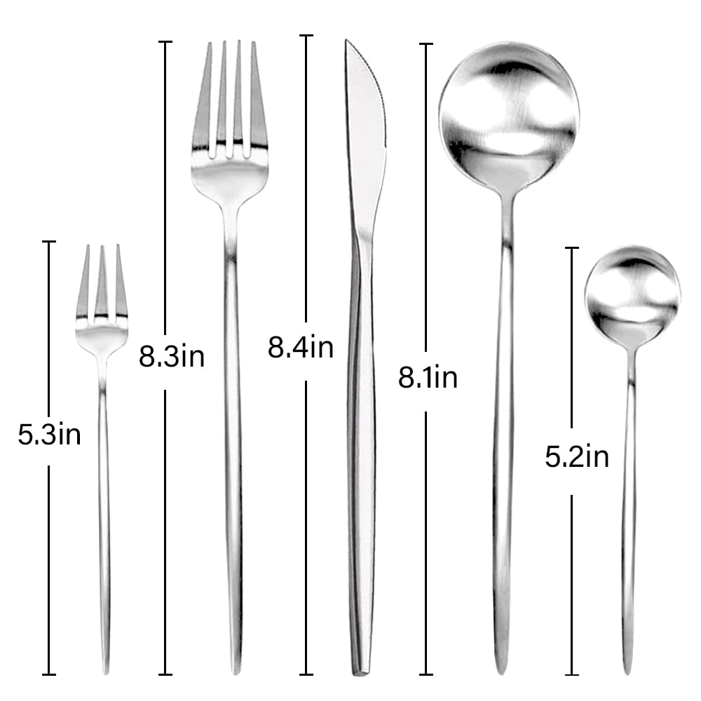 LAIION 30Peices Silverware Set, Stainless Steel Flatware Set for 6,Cutlery Tableware set Include Spoons And Forks Set, Matte Gold Utensil Set, Stain Finish, Dishwasher Safe Silver Color