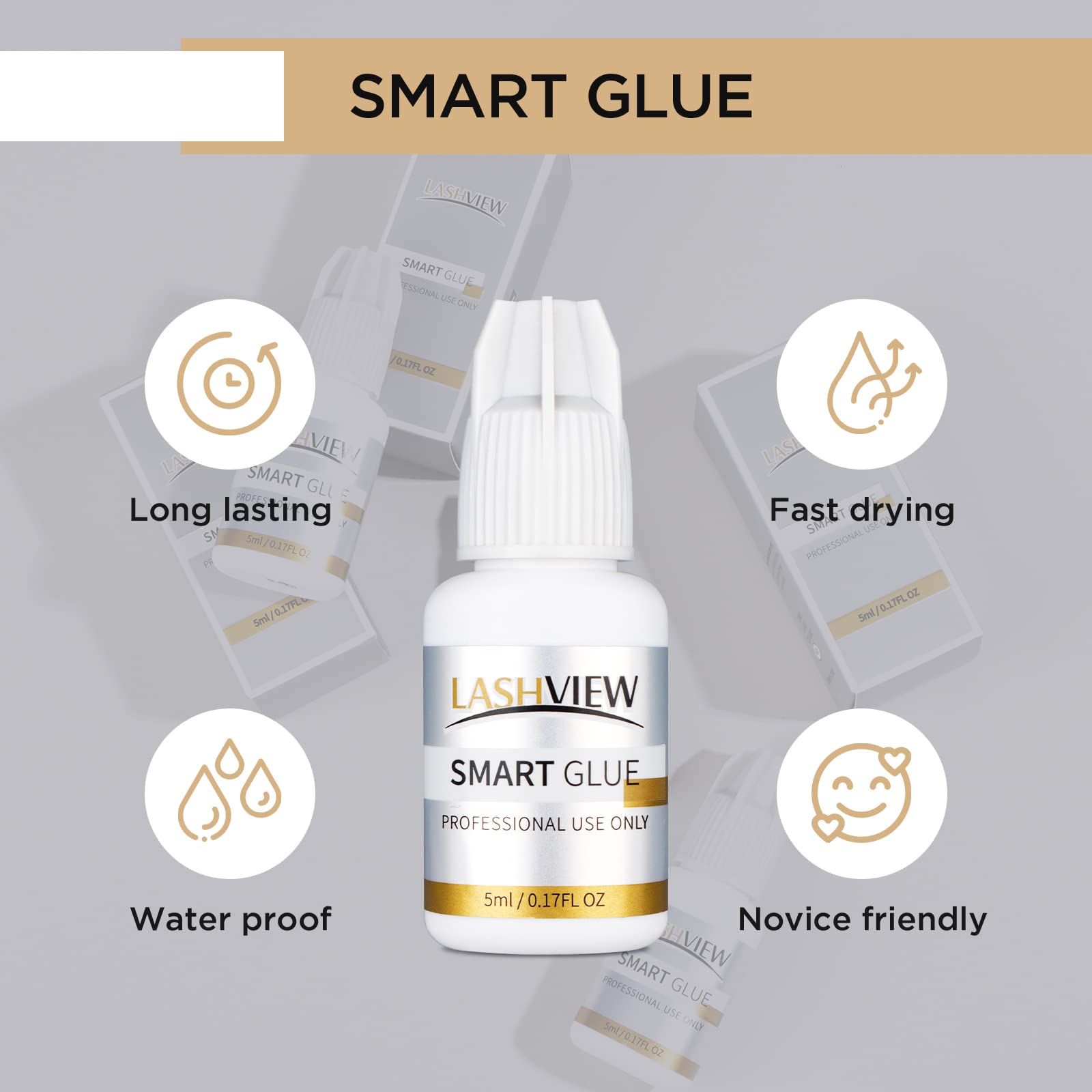 LASHVIEW Eyelash Extension Glue -1s Extra Strong Lash Glue 5ml| Semi-Permanent Maximum Bond Power Black Adhesive for Professional Use Only