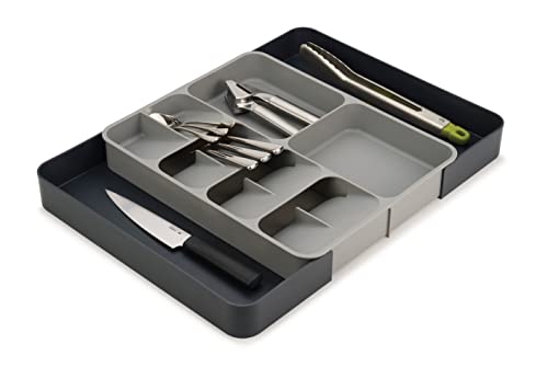 Joseph Joseph Blox 10 Piece Grey Plastic Storage Trays and DrawerStore Expandable Kitchen Drawer Organizer for Utensils, Cutlery, and Gadgets