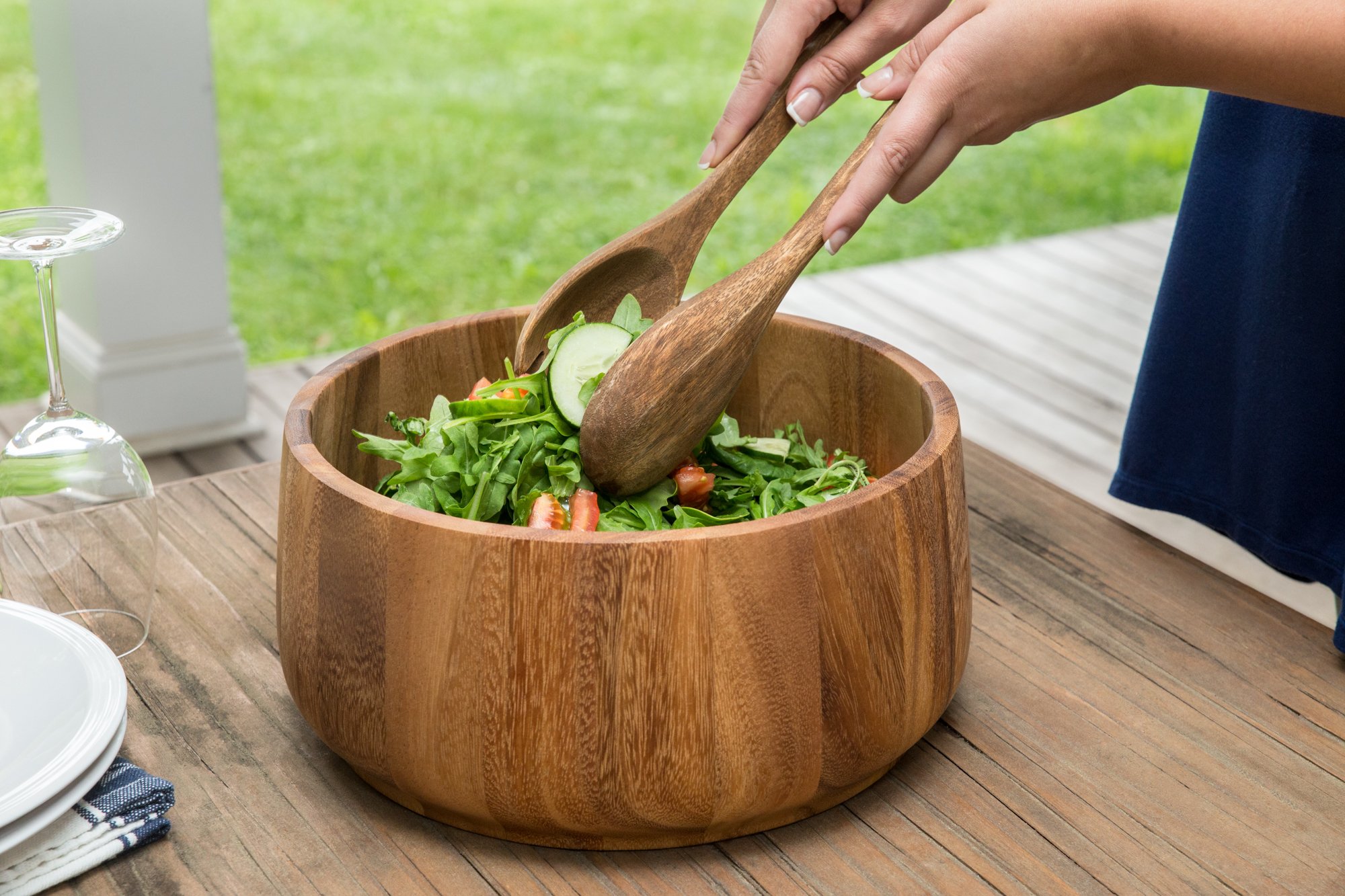 Ironwood Gourmet Tulip Salad Bowl, Acacia Wood