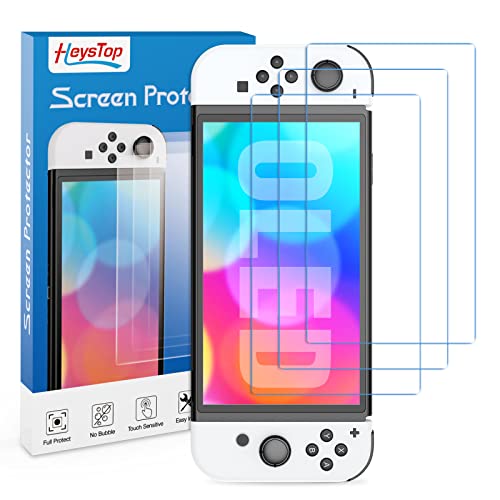 HEYSTOP Switch OLED Screen Protector (3 Pack) Full Coverage Tempered Glass Screen Protector Compatible with Nintendo Switch OLED Model 2021