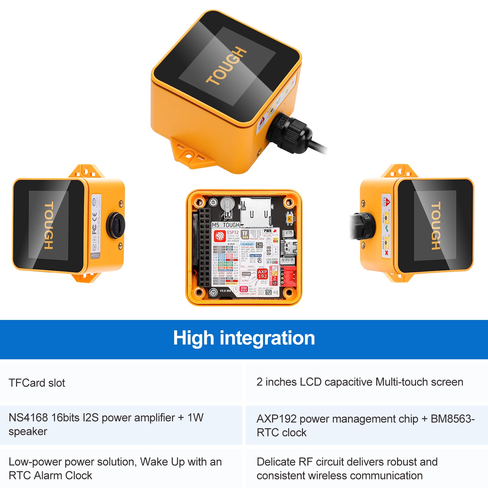 M5Stack Tough ESP32 IoT Development Board Kit Waterproof LCD Display Built-in Bluetooth WiFi with Dual Core 32-bit 240Mhz 16M Flash 8M PSRAM for a rduino UIFlow ESP-IDF