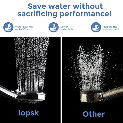 Iopsk Shower Head with Handheld Set 7 Spray High Pressure Detachable Shower Heads with Extra 60" Long Stainless Steel Hose and Adjustable Bracket-Chrome Finish Hand Held Showerhead with On/Off Switch