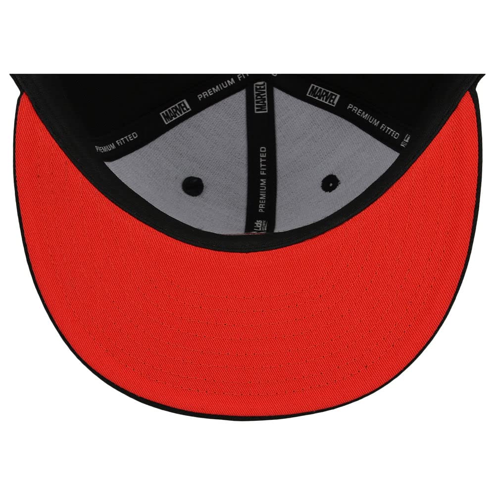 Marvel Captain America Fashion Fitted w/Pin Flat Bill Cap (Black/Red, 7 3/8)
