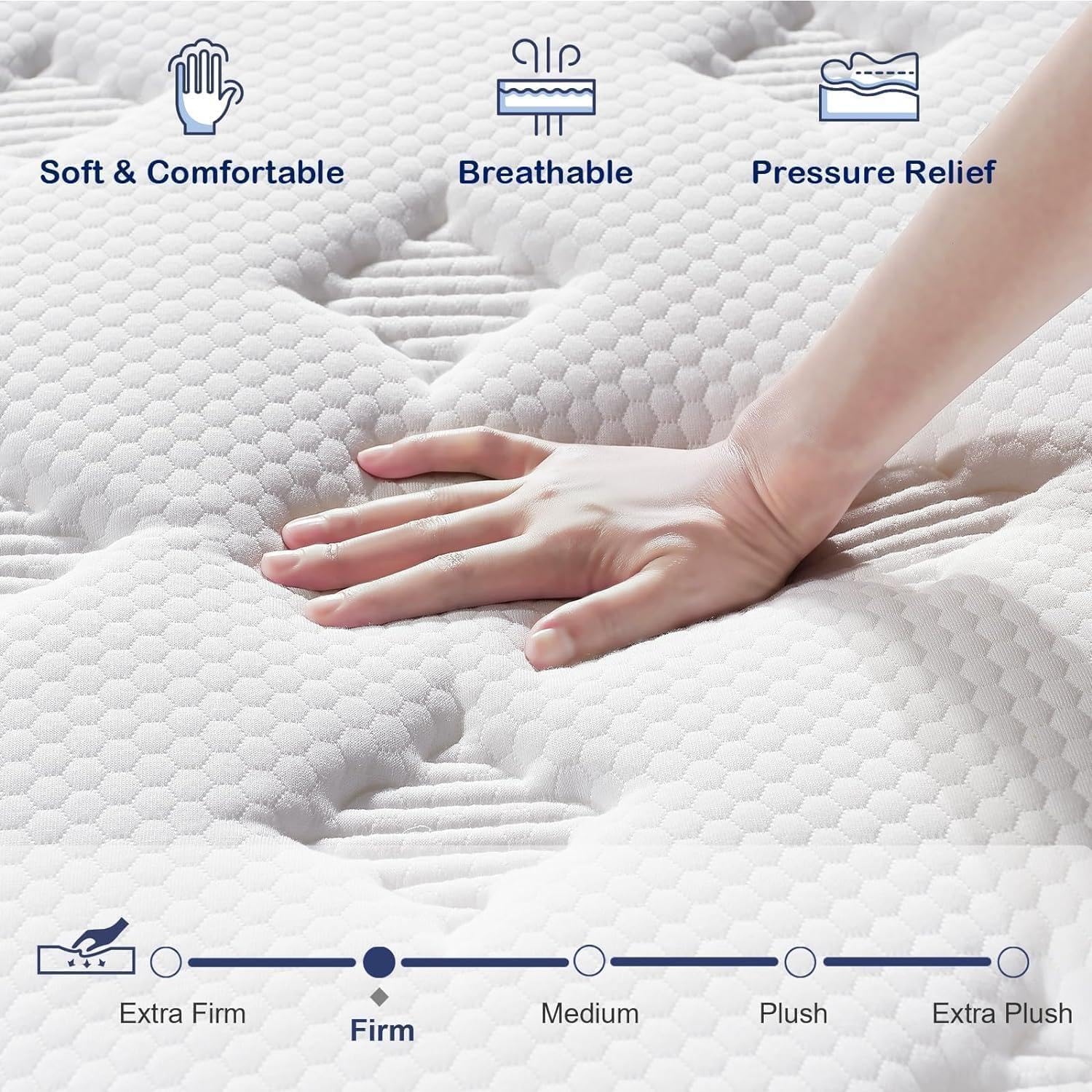 Queen Size Mattress, Upgrade Strengthen, 12 Inch Medium Hybrid Queen Mattress in a Box, Mattress Queen Size With Memory Foam and Independent Pocket Springs, Release Stress, Strong Edge Support