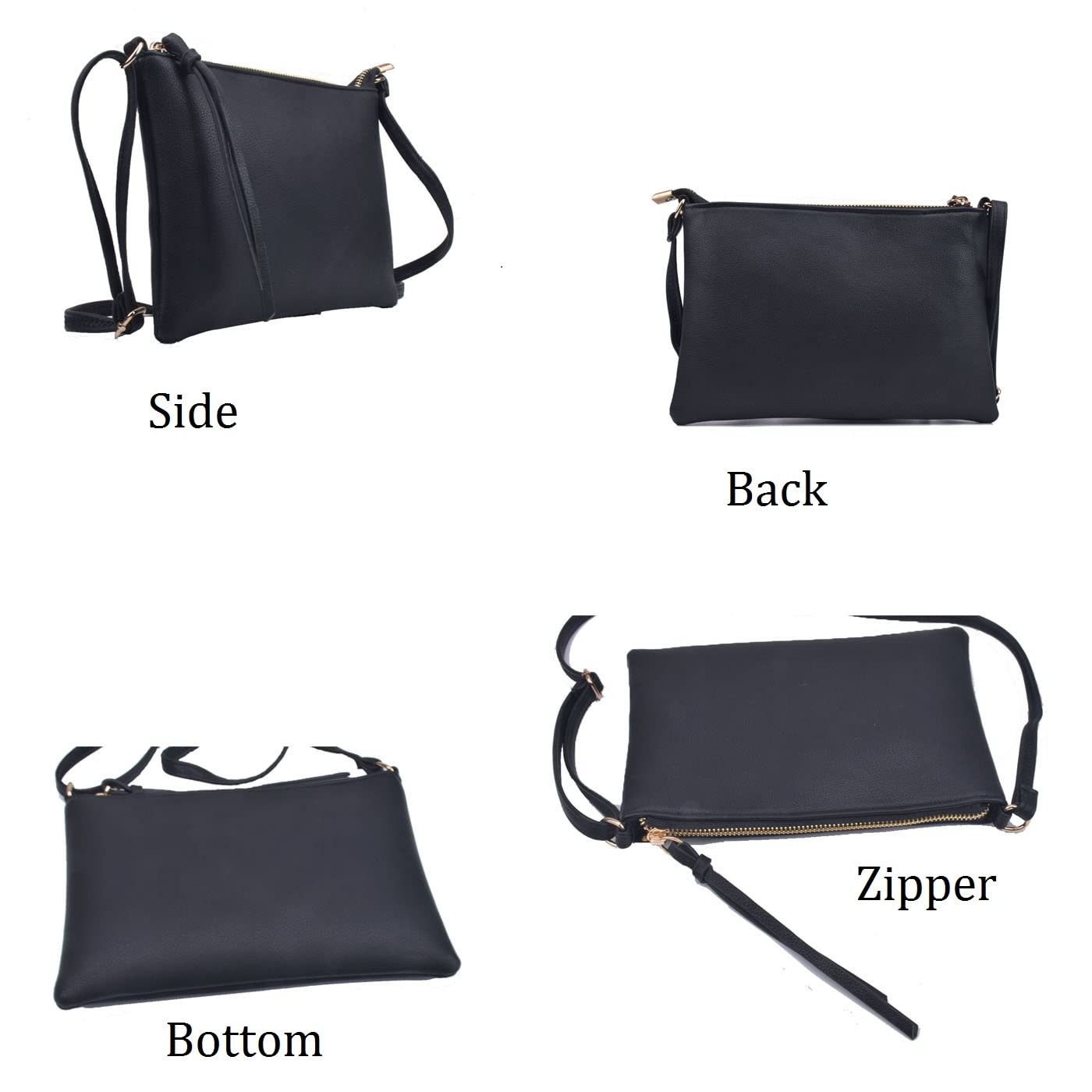 Jiaruo Slim Lightweight PU Leather Small Women Crossbody bag Purses Envelope Messenger bag Handbag (Black 2)