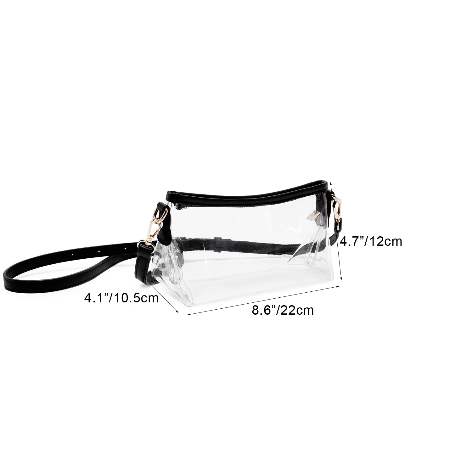 LAM GALLERY Women's Small Clear Crossbody Bag Stadium Approved PVC Clear Purse for Work and Concert - Black