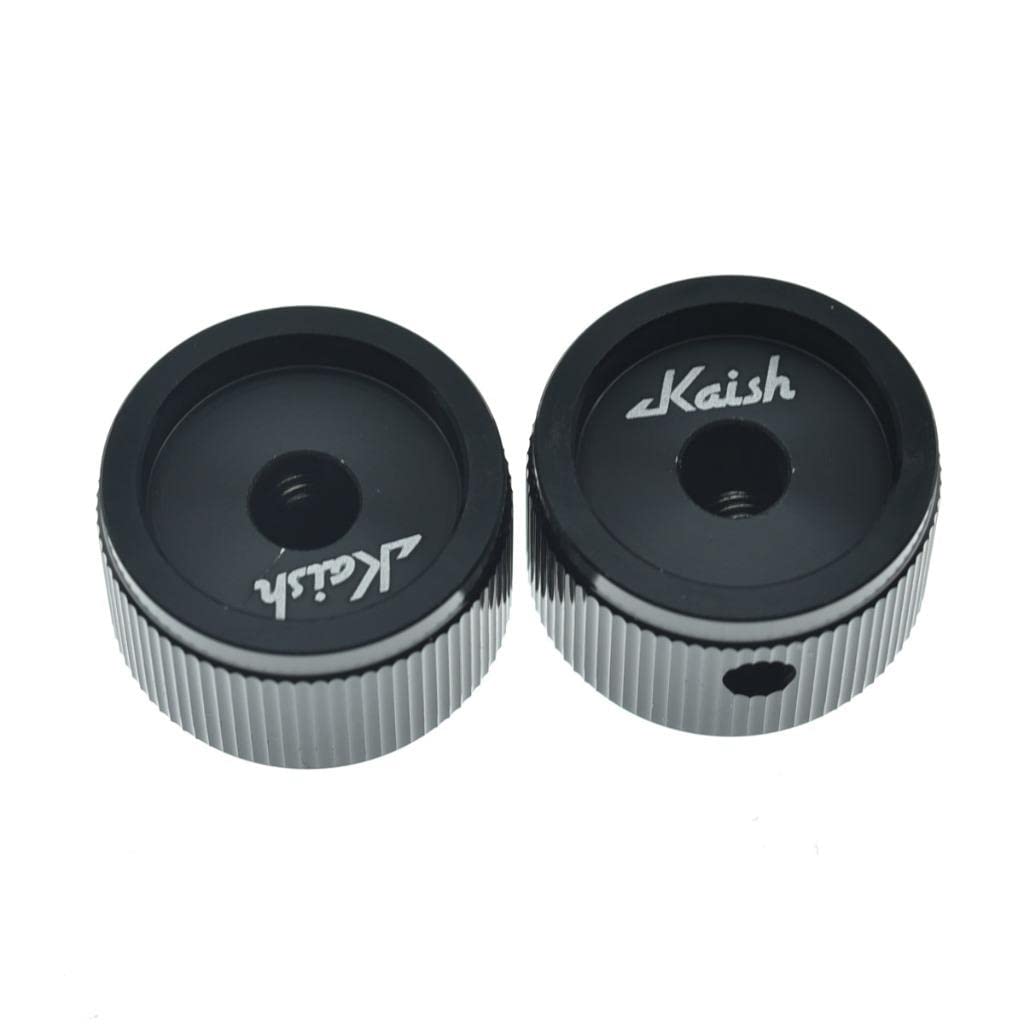 KAISH 2pcs 63/64"(25mm) Diam. Aluminium Potentiometer Knobs 1/4" Universal Metal Pot Control Knobs with Blue Circle for Guitar/Bass/AMPS Amplifier/Power Amplifier/Preamps/Audio Equipments Black