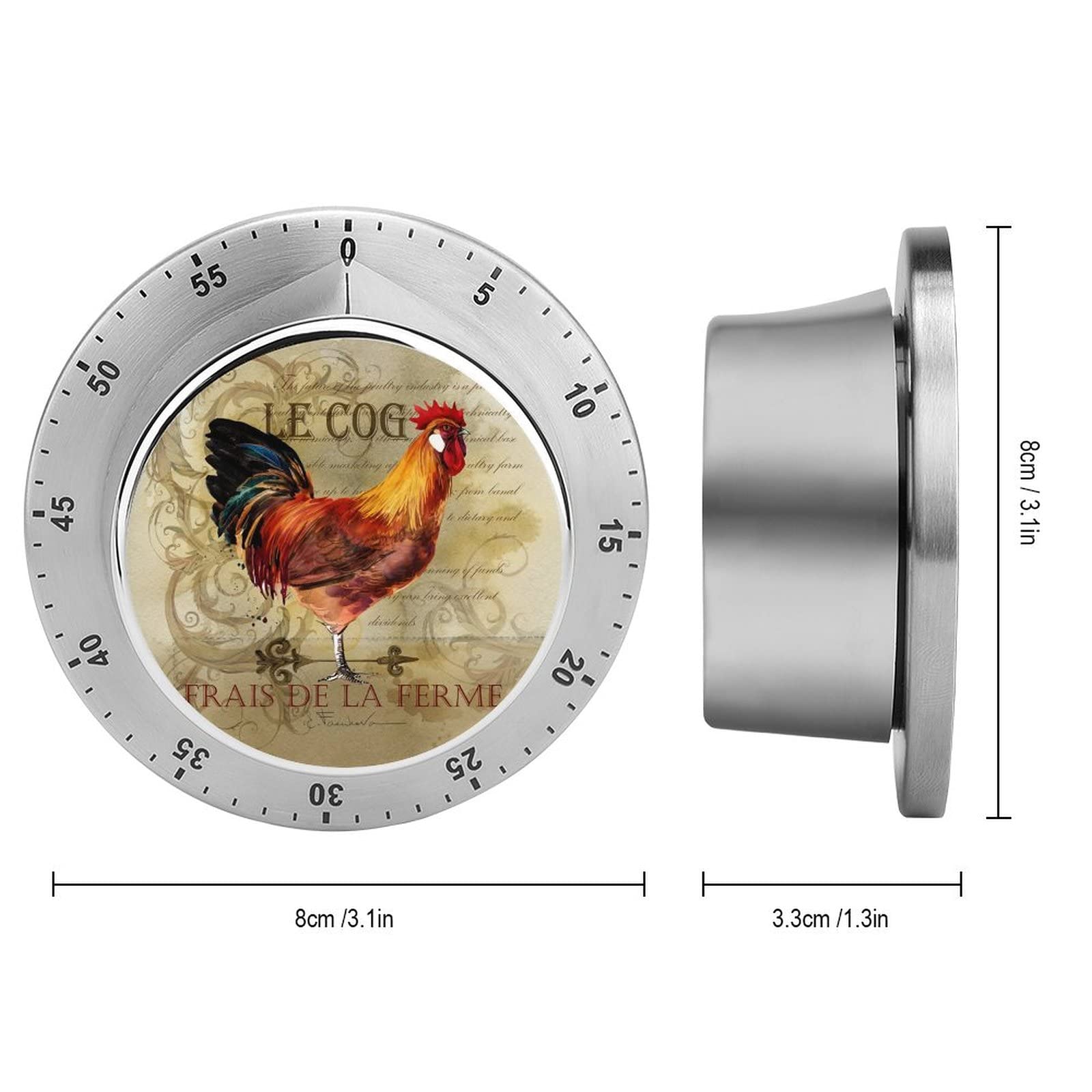 Kitchen Timer Rooster Vintage Farm Animal Timer Magnetic Timer Mechanical Timer for Home Baking Cooking Oven