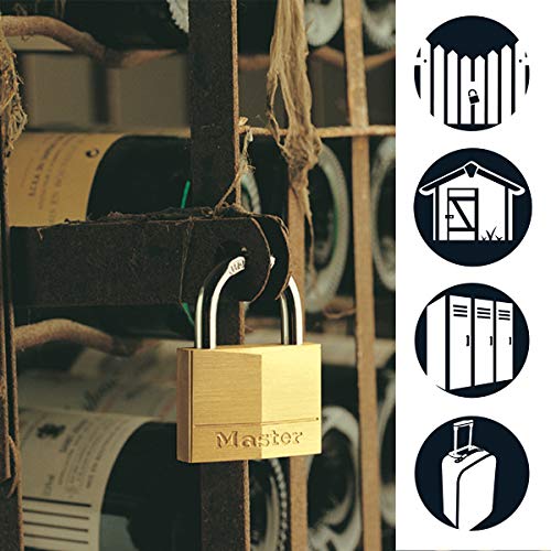 Master Lock 4130KA-314 Key Padlock with Brass Body, Gold, 4,9 x 3 x 1,2 cm