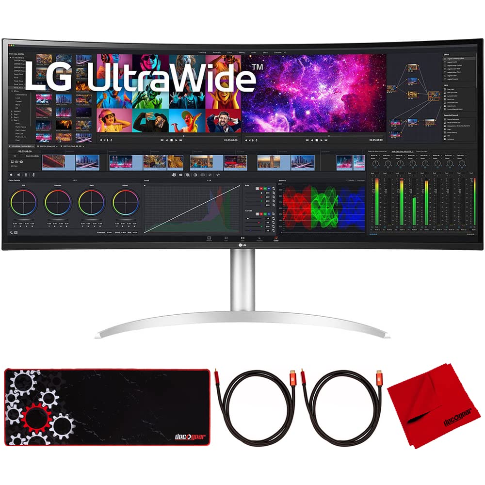 LG 40WP95C-W 40" Curved UltraWide 5K2K Nano IPS Monitor with Thunderbolt 4 Bundle with Deco Gear 6FT 4K HDMI 2.0 Cable, Deco Gear Gaming Mouse Pad and Microfiber Cleaning Cloth